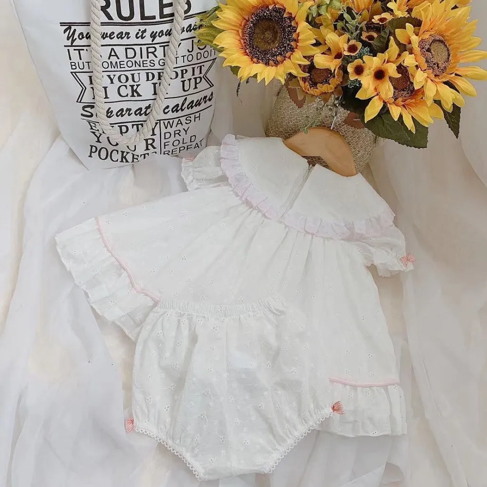 Girl's Spring Summer White Vintage Smocked Embroidery Princess Dress ...