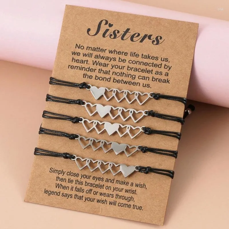 Set Back Of 5 Sister Friend Link Bracelets With Ie Matching Heart Design Perfect Long Distance Gift For Girls Women And Daughters From Bitai 18.6 DHgate.Com