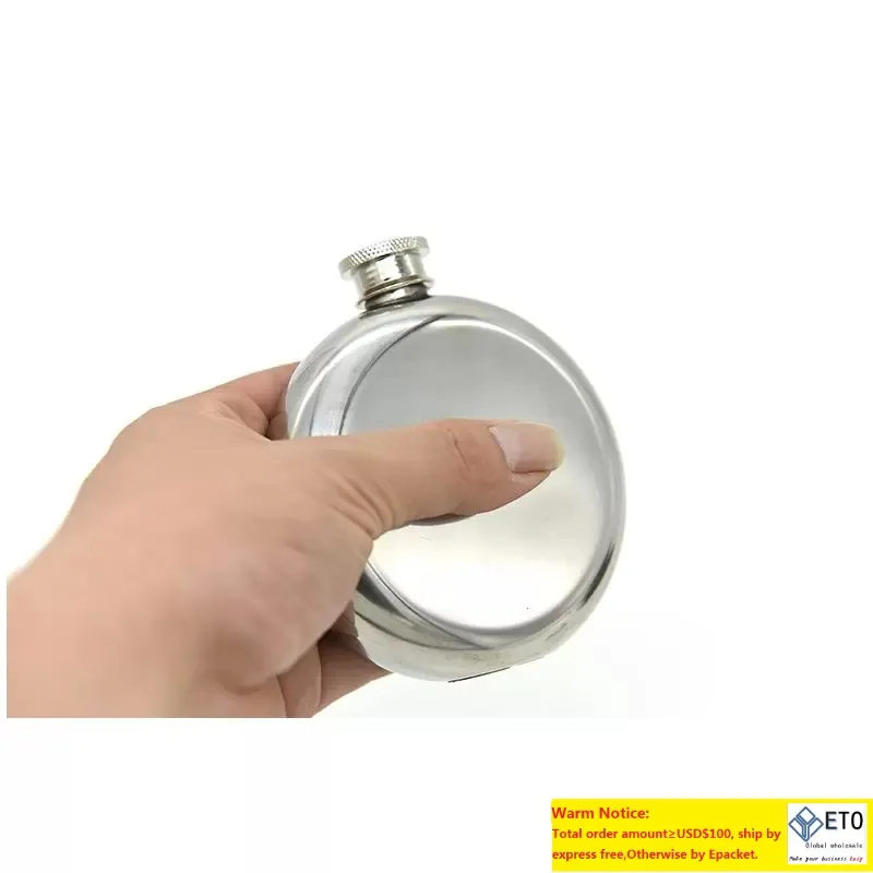 5OZ Mirror Smooth Men Portable Stainless Steel Portable Round Flagon ...
