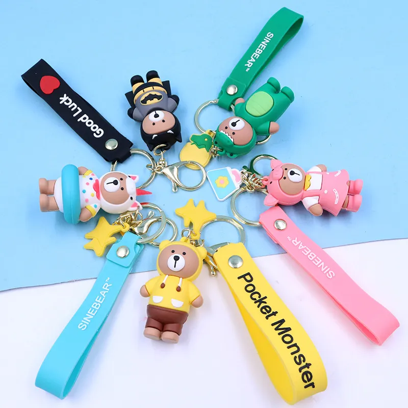 Cute Cartoon Keychain - Stress Relief Toy Keyring, PVC Doll Pendant, 3D ...