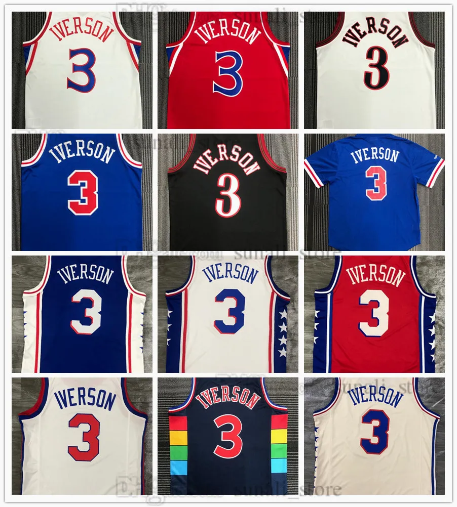 Allen Iverson #3 Basketball Jersey - Retro Style Men's, Women's, Youth ...