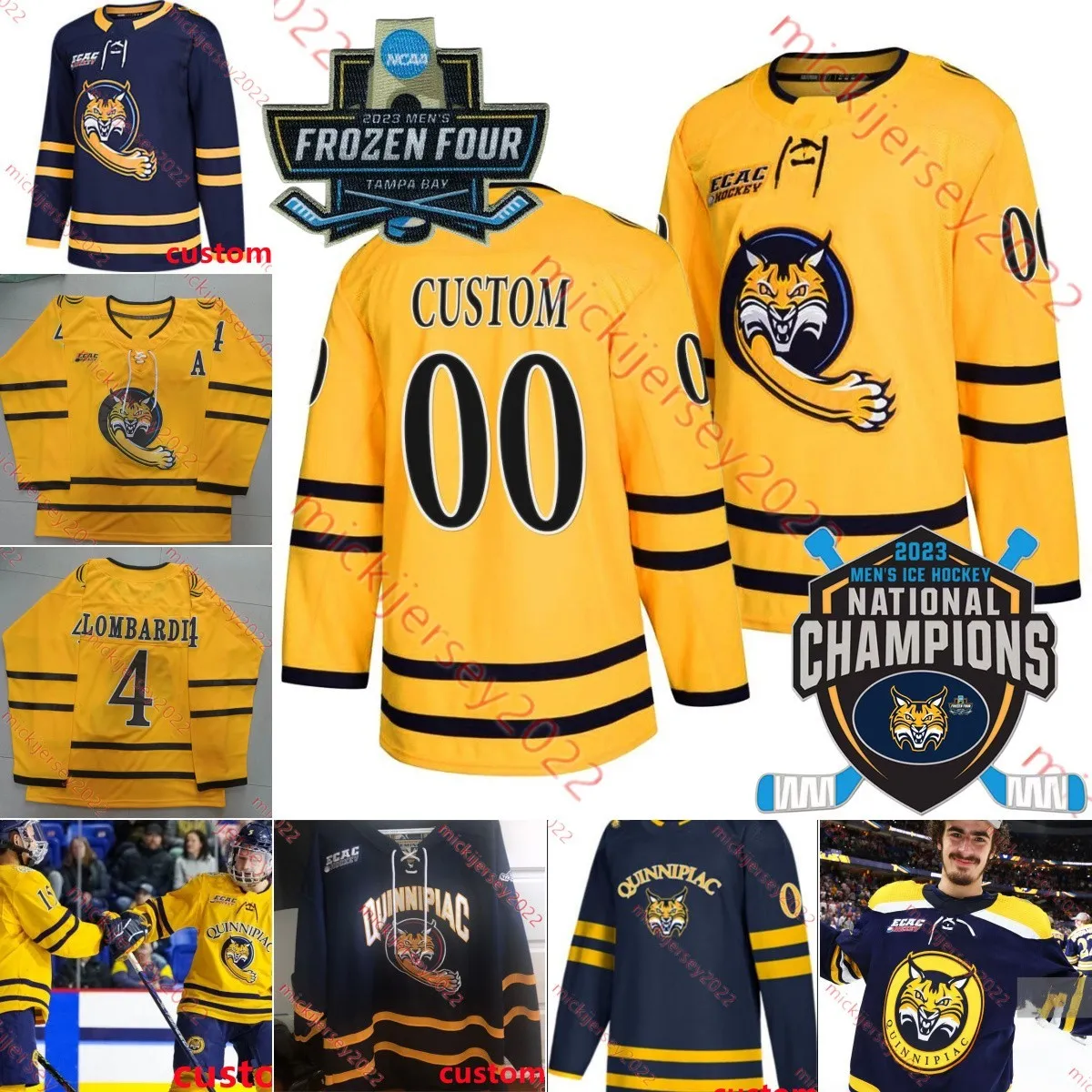 Quinnipiac Bobcats Hockey 2023 Champions Jersey Cooper Moore Davis ...