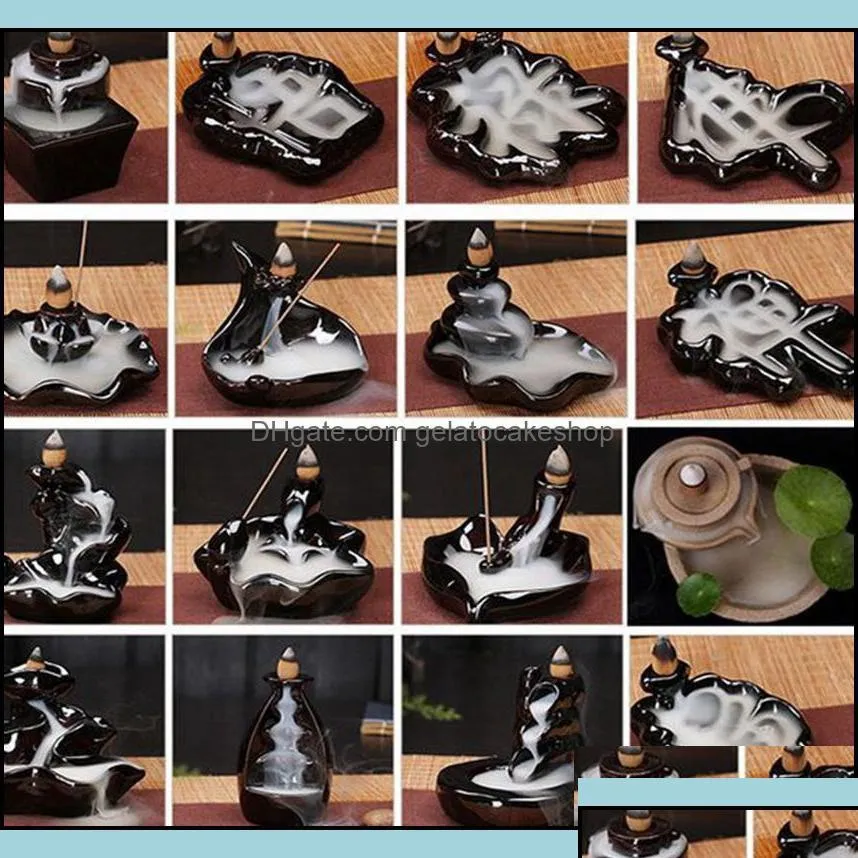 DHgate.com:Waterfall Ceramic Glaze Backflow Incense Burner Holder with ...