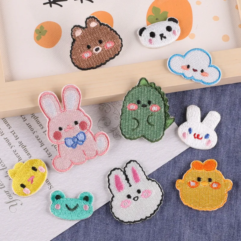 Cute Cartoon Animal Head Iron On Patches For Diy Fabric Buttons And ...