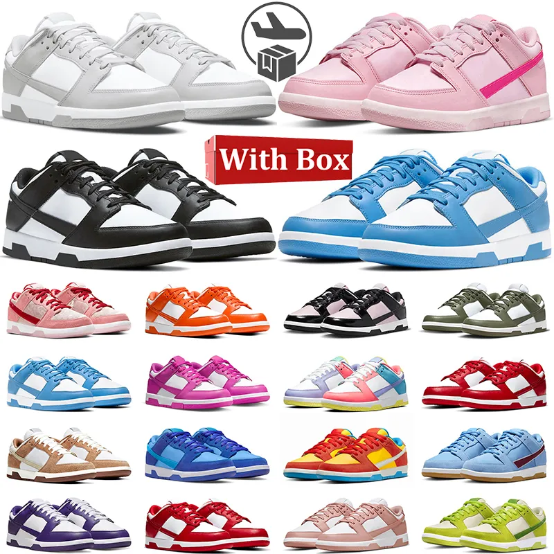 With Box Panda Shoes For Men Women Black White Grey Fog UNC Triple Pink ...