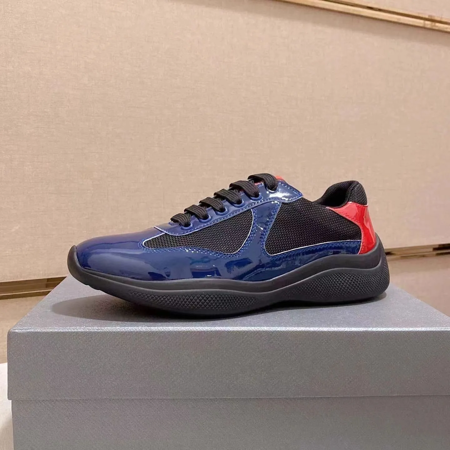 Mens Designer Sneakers, Rubber Sneaker Low Top Runner Shoe, Black ...