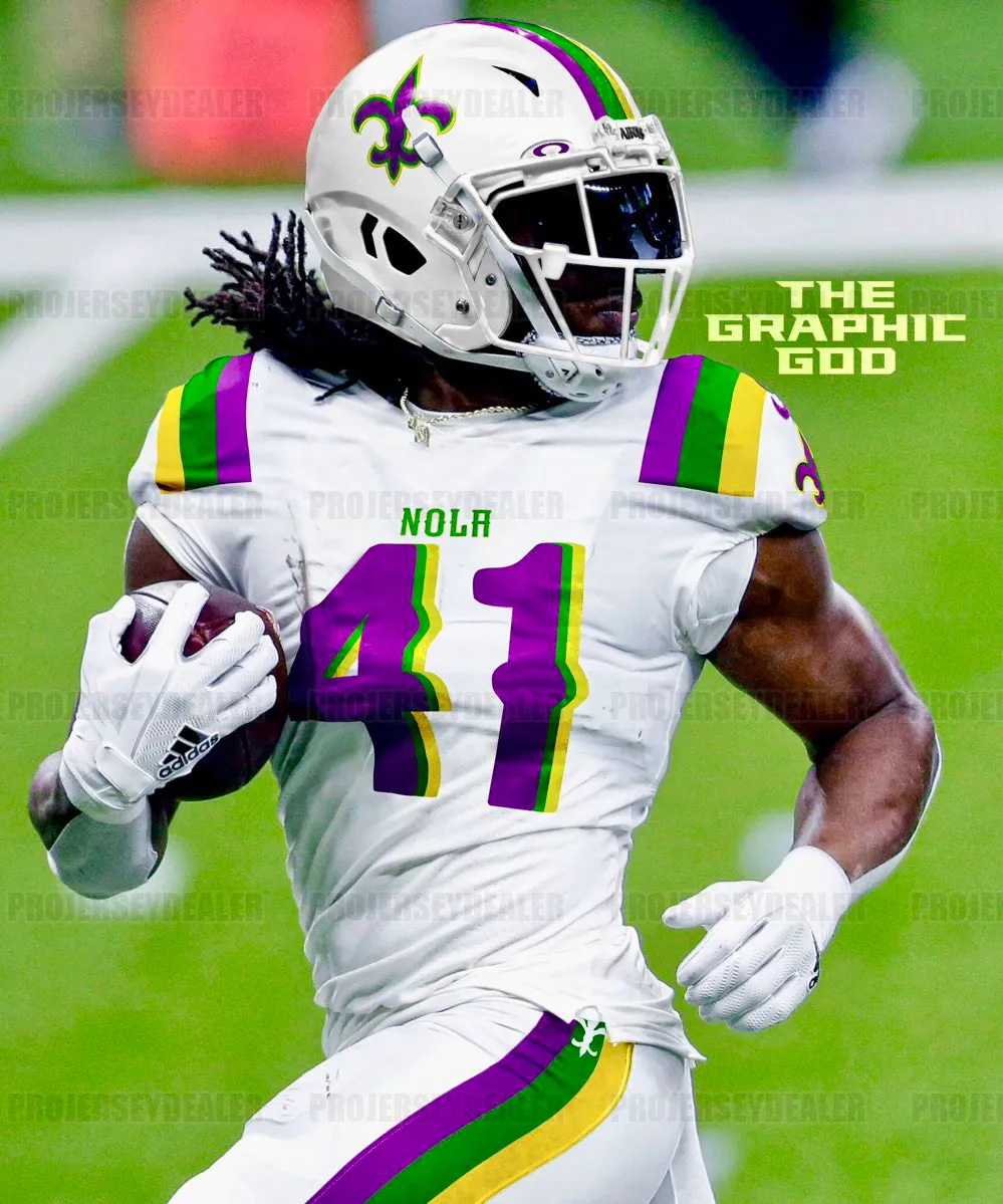 Derek Carr Alvin Kamara 2023 24 Mardi Gras Football Jerseys Jamaal ...