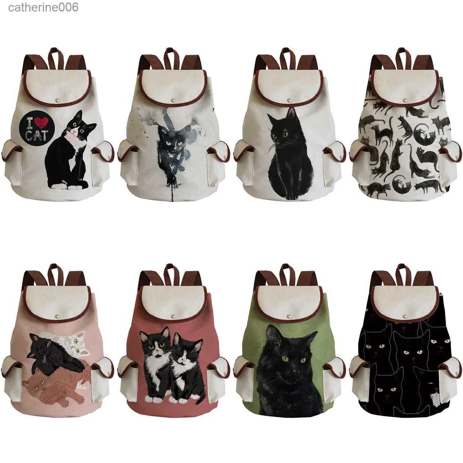 Cat Print Kids School Backpacks Cartoon Primary Bookbags Girls Boys ...