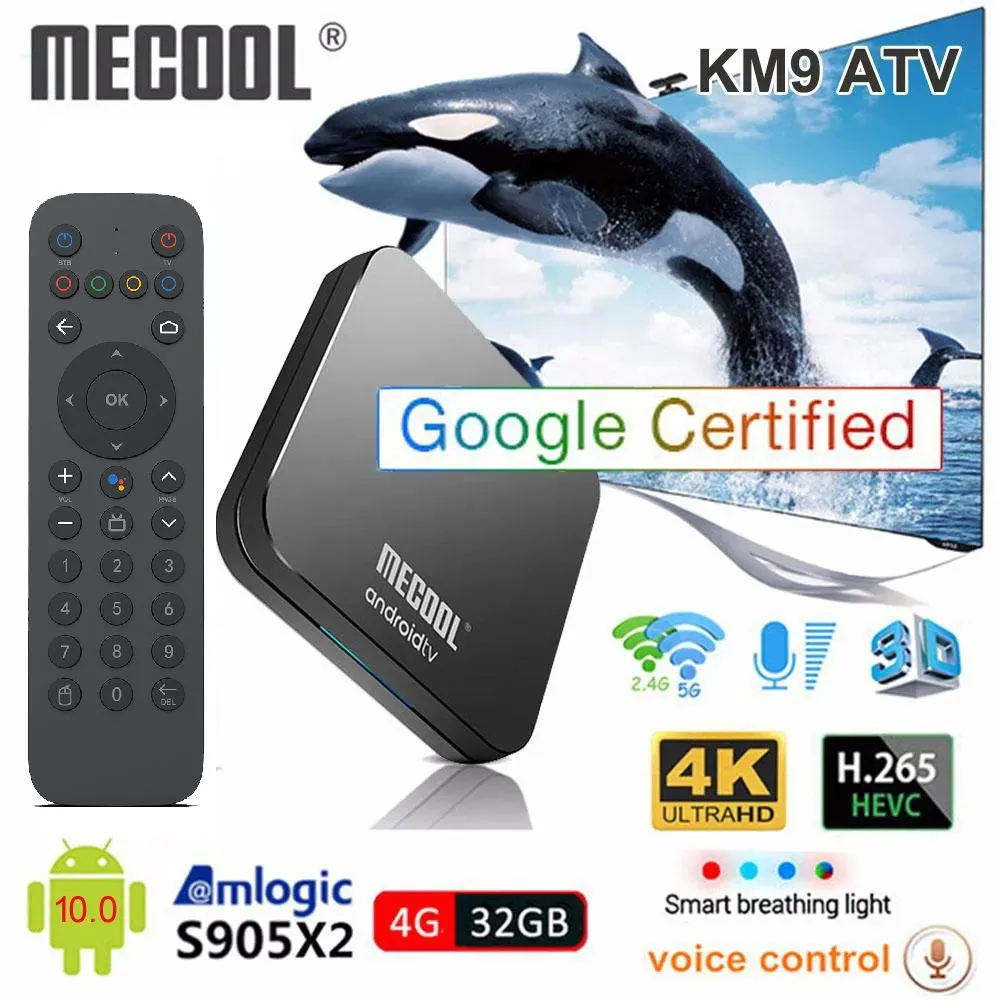 Android TV Box 4K Mecool KM9 Pro ATV: Google Certified, Amlogic S905X2, 2G/16G, Dual Band Wi Fi ...