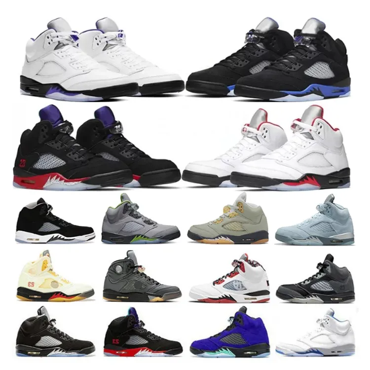 Mens Jumpman 5 Top 5 Basketball Shoes Stealth Raging Bull White Cement ...