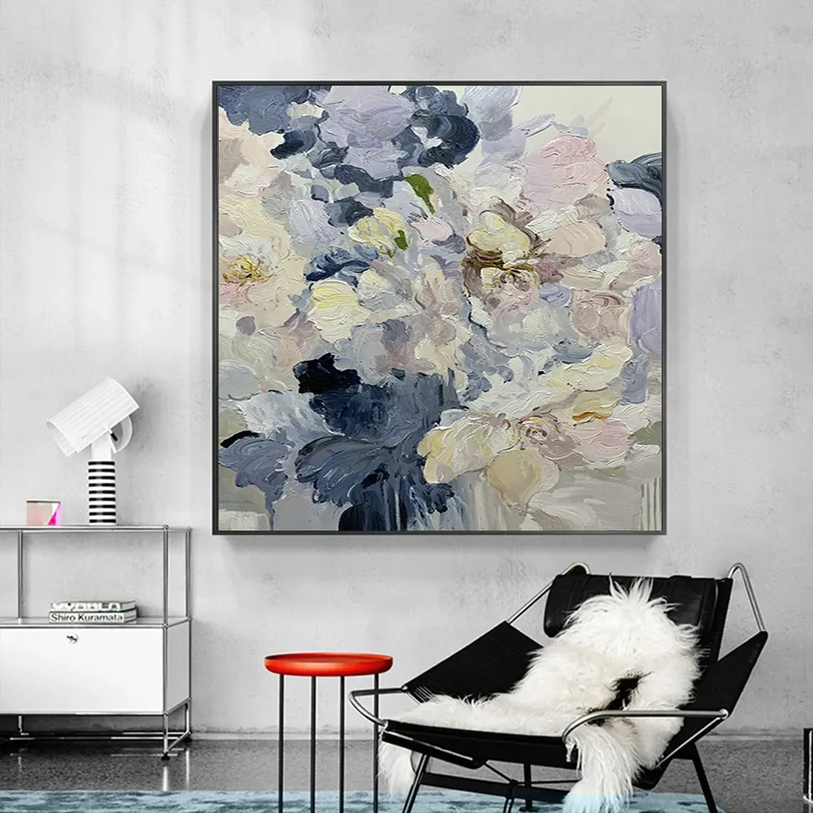 Flower Oil Painting on Canvas Handpainted Abstract Floral Single Panel ...