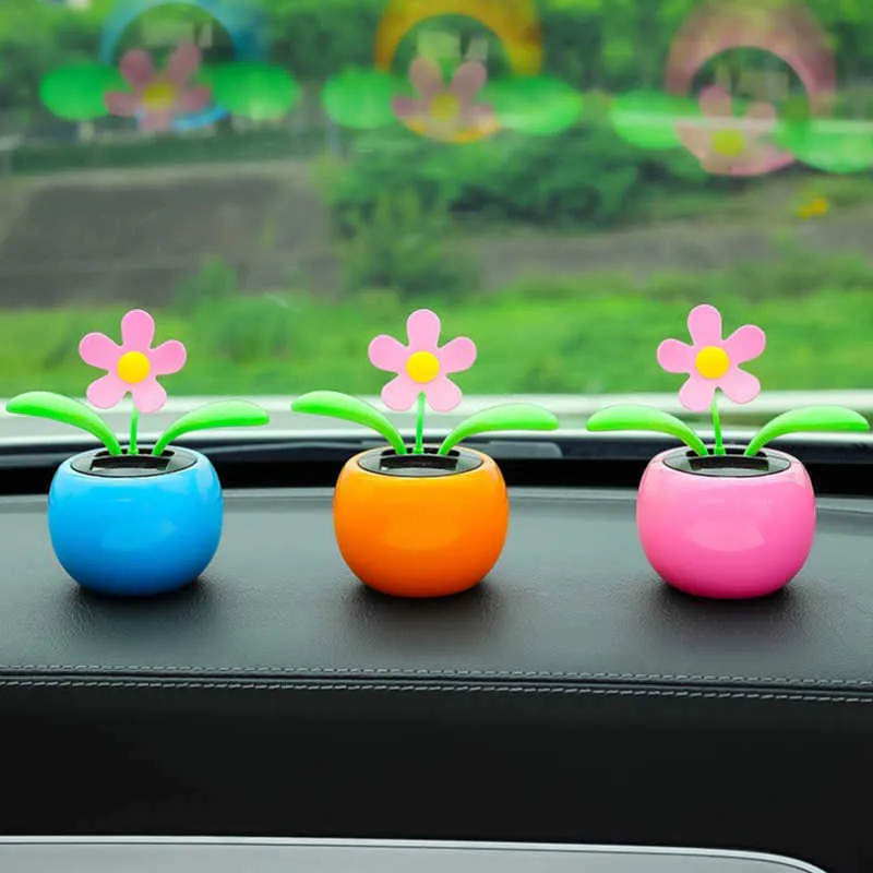 Solar Powered Dancing Flower Dashboard Ornament Cute Swinging Car ...