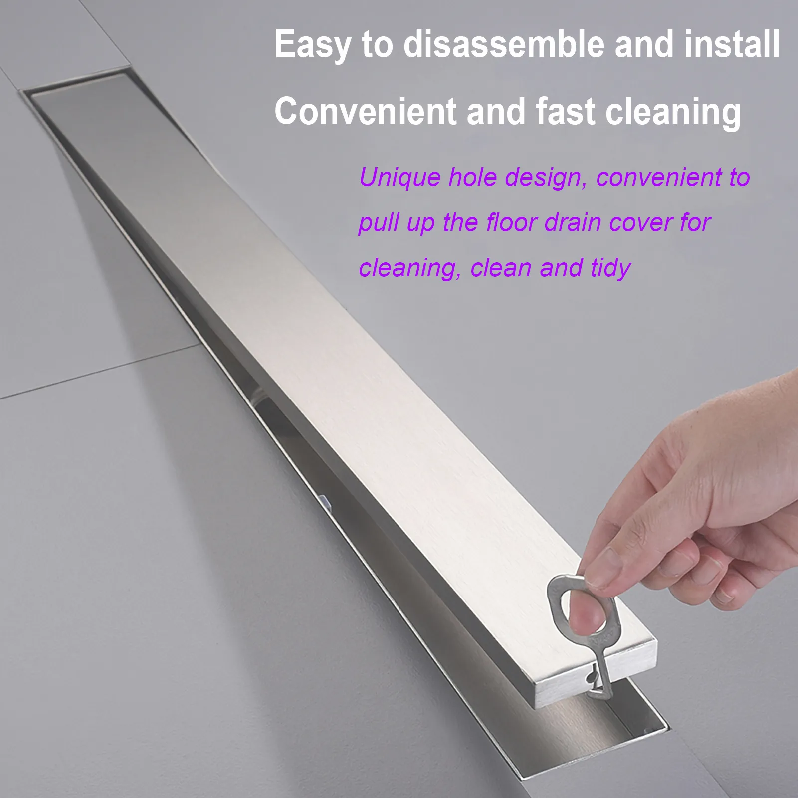Premium 12-Inch Linear Shower Drain with Hair Catcher - Silver ...