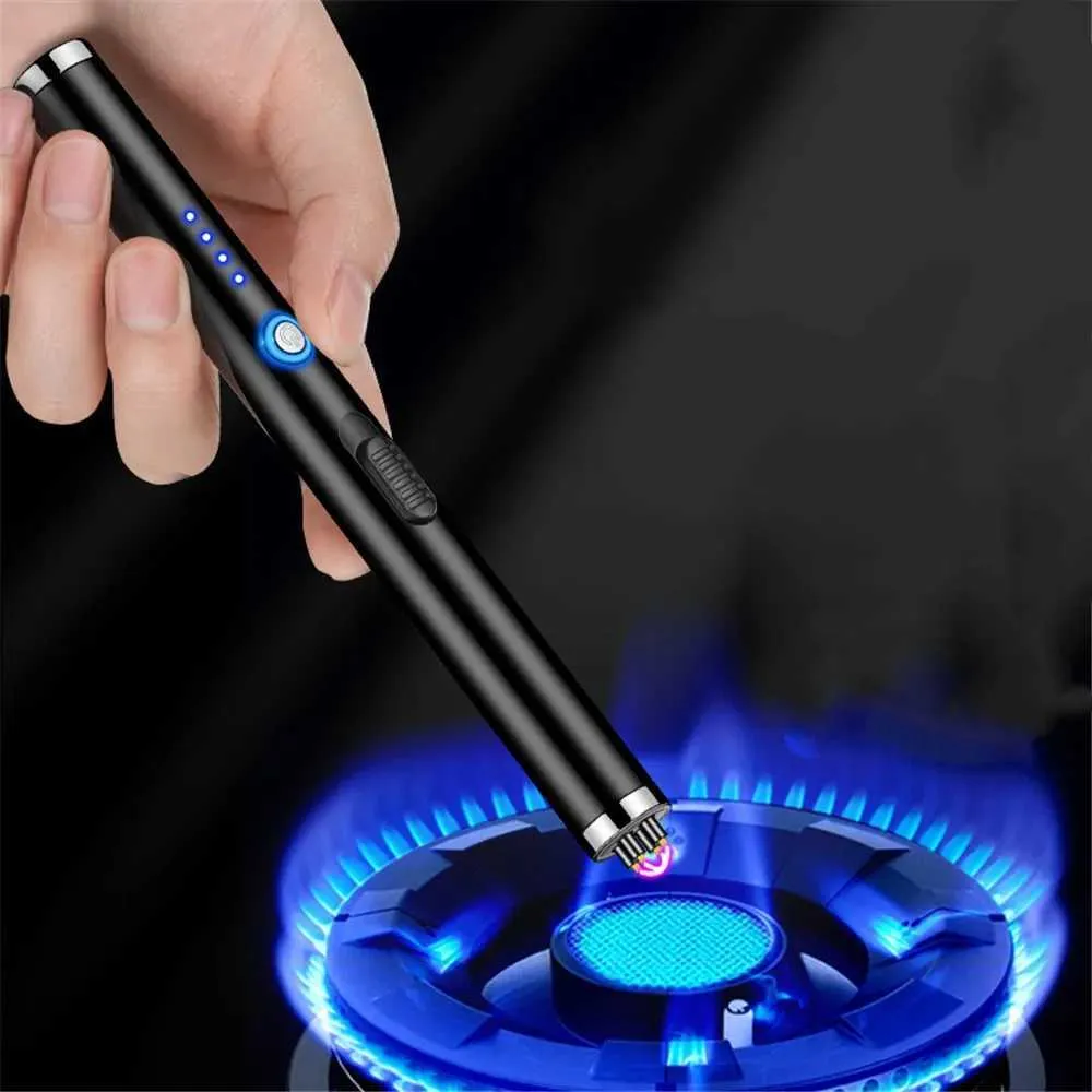 Lighters USB Electronic Lighter No Gas Stove Candle Burning Kitchen ...