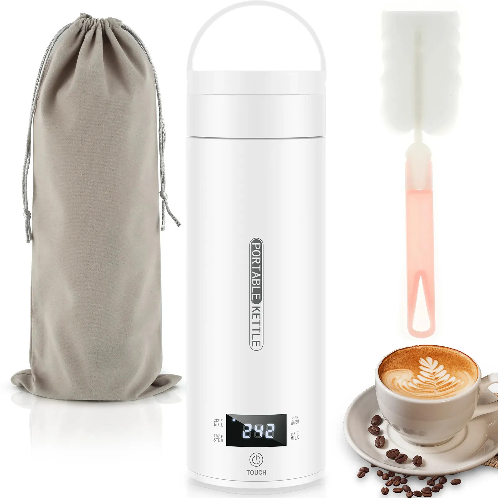 Portable Electric Kettle Mug - 500ml Travel Boiler with Temp Control ...
