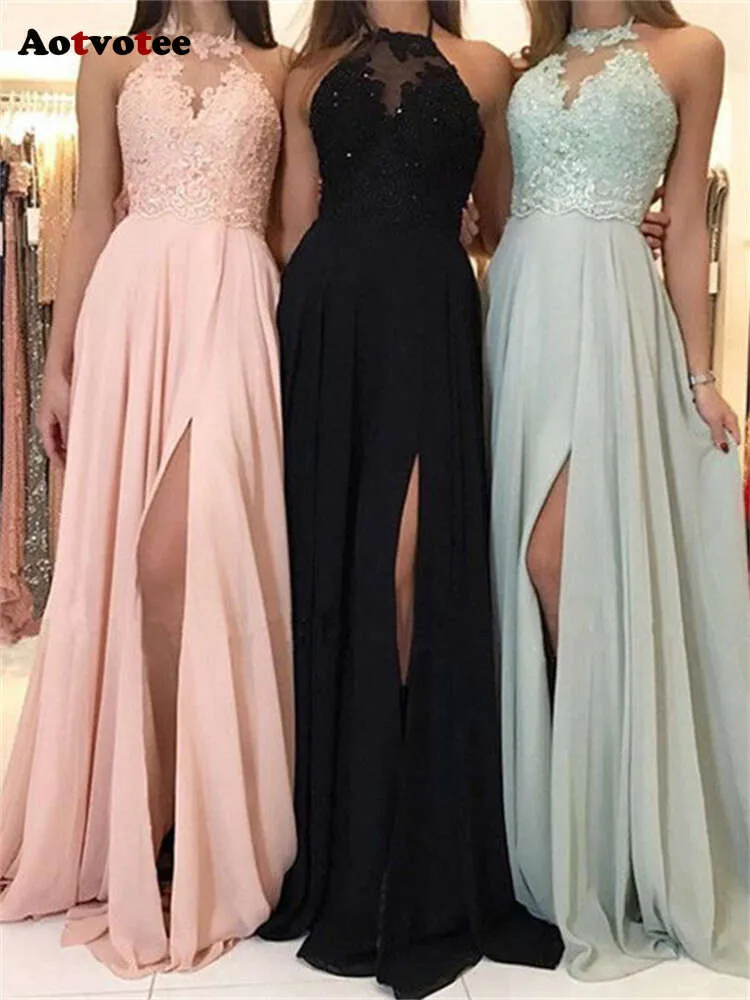 DHgate.com:Womens Chiffon Maxi Dress - Vintage Lace Halter Evening Gown ...