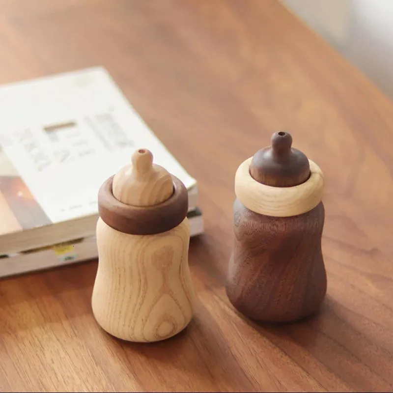 Creative Wooden Toothpick Dispenser - Baby Bottle Design, Portable ...
