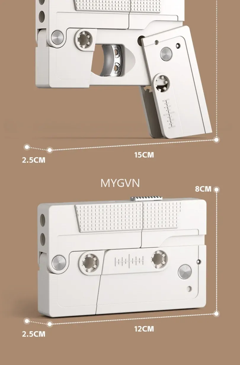 Nostalgic Foldable Tape Toy Gun, Folding Burst Shell Ejected Simulation ...