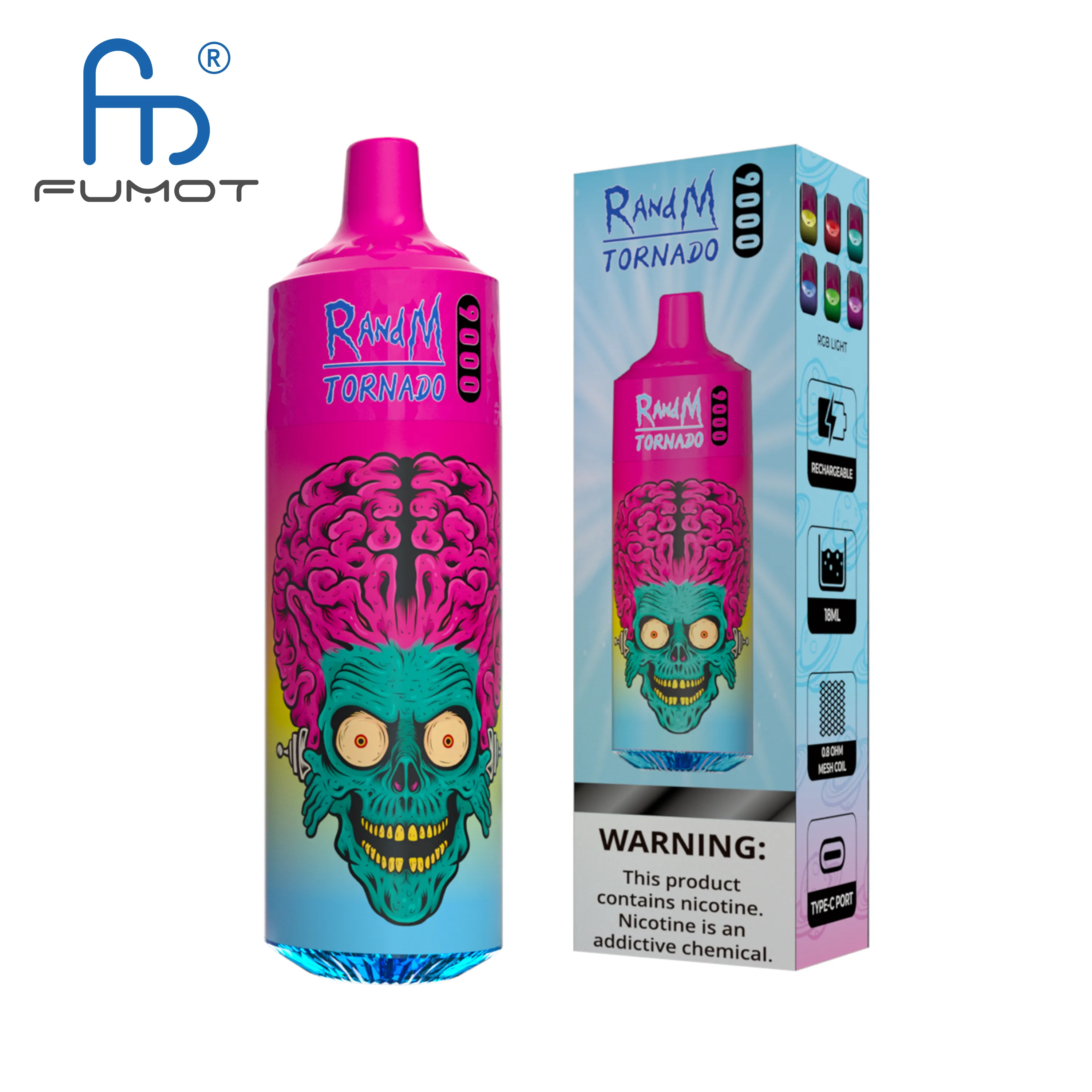 Original Fumot Randm Tornado 9000 Puffs Descartáveis Vape Pen E Cigarro