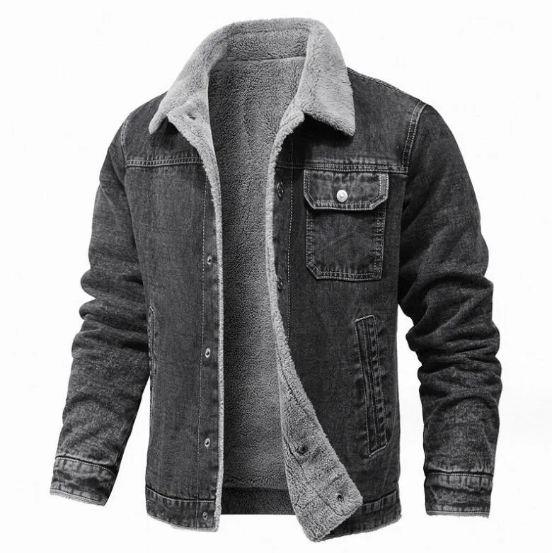 Men's Winter Denim Jacket - Thick Lamb Wool Lined, Warm & Stylish ...