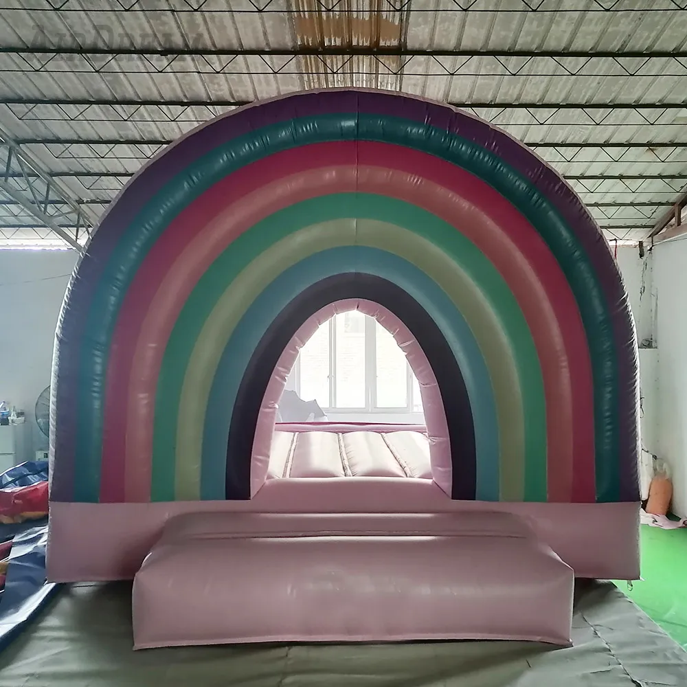 DHgate.com:Rainbow Mini Bounce House Inflatable white Bounce jumping ...