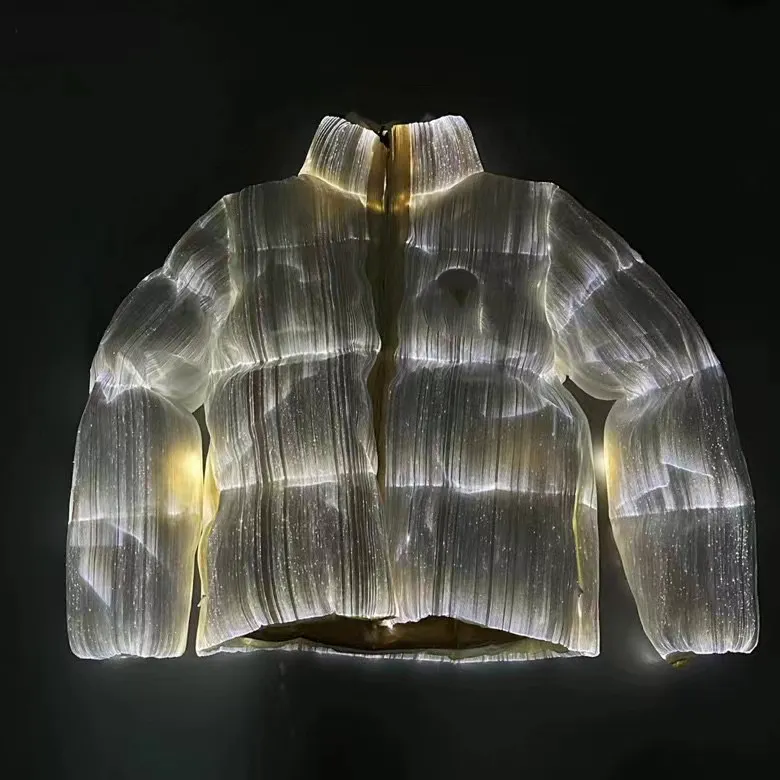 Luminous Sanskrit Letters Palm Long-sleeved Down Jacket with Stand ...