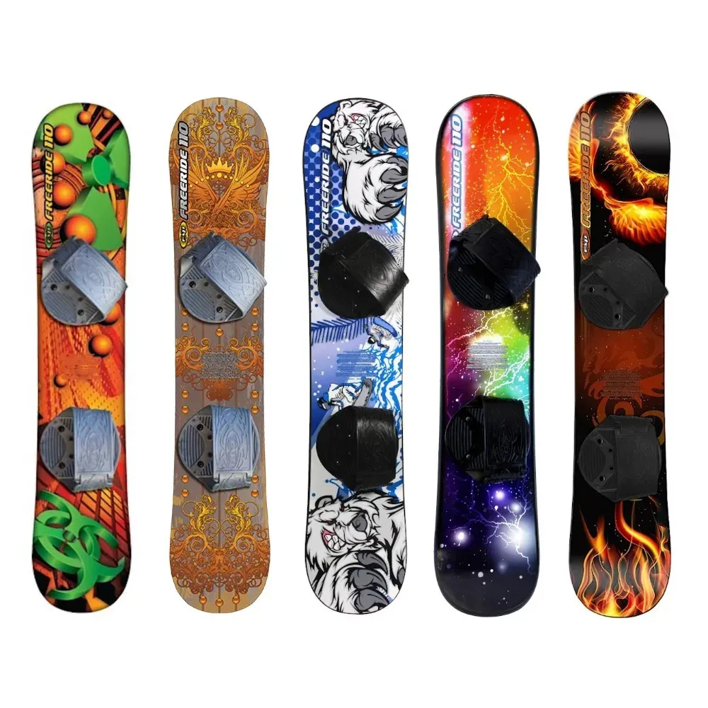 Kids Snowboard & Bindings Set - 110cm Freeride Snowboard, Step-In ...