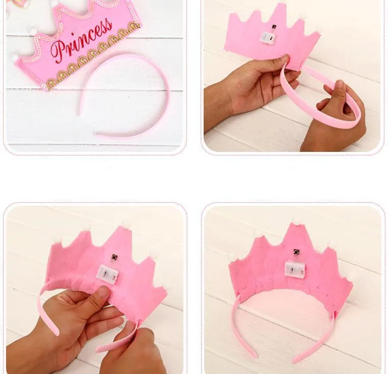 LED Crown Birthday Hat Luminous Christmas Cosplay Headgear For King ...