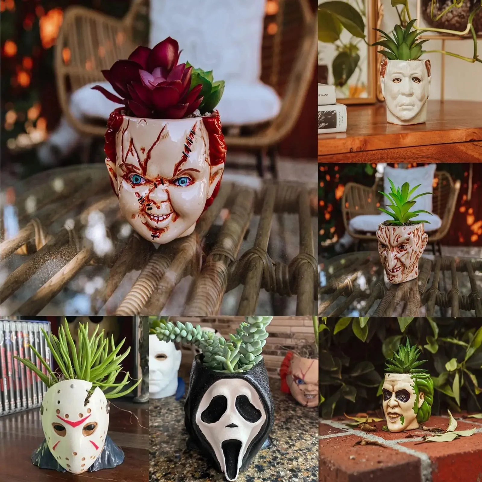 Creepy Clown Face Flower Vase | Resin Human Head Planter | Unique ...