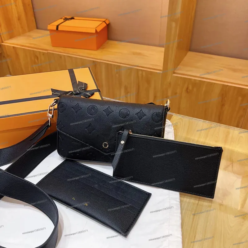 Empreinte Leather Designer Black Cross Shoulder Bag With Embossed ...