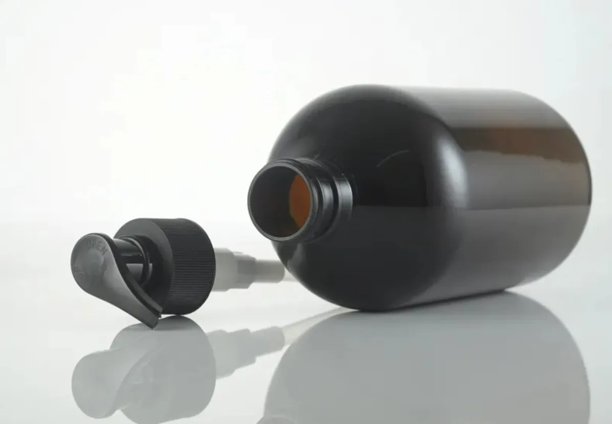 Amber Plastic Pump Bottles For Shampoo And Lotions 10oz & 16oz ...