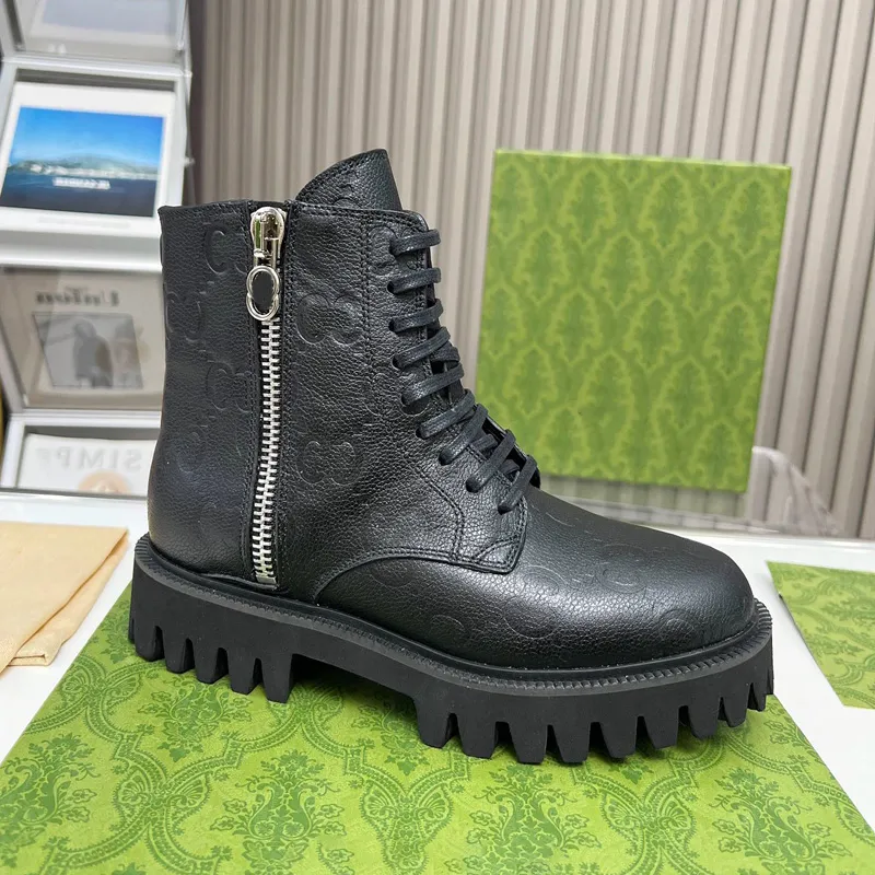 Womens Black Leather Boots Designer Martin Boot Combat Cowboy Booties ...