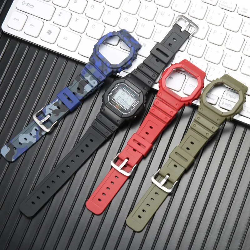 DHgate.com:2024Military Camo Resin Watch Band with Case for Casio G ...
