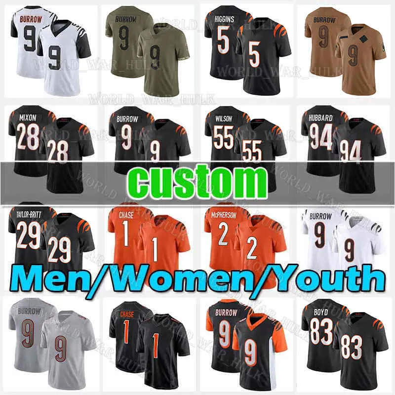 94 Sam Hubbard JaMarr Chase Camisa De Futebol Joe Burrow Logan Wilson ...