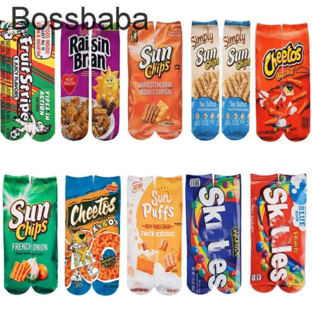 Funny 3D Food Socks Novelty Cartoon Printed Knee High Socks For Men ...