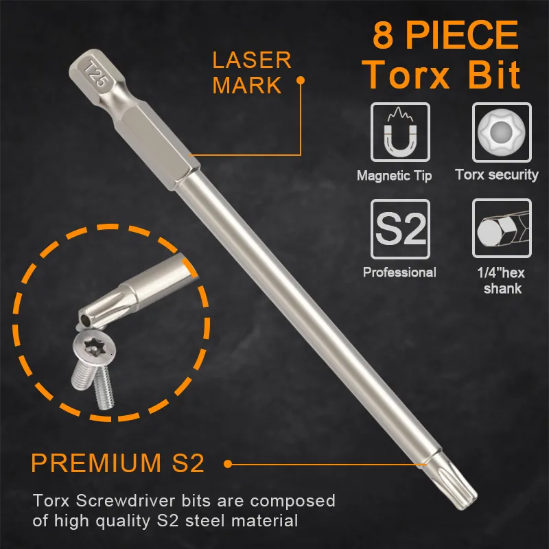 Screwdrivers Hakkin 150mm 8-Piece Steel Hexagonal Torx Head Drill Bit ...
