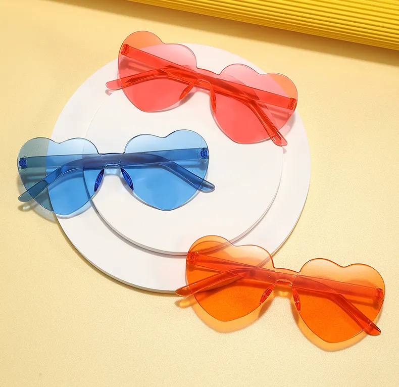 Heart Shape Kids Sunglasses - Dazzling Jelly Color Frameless Childrens ...