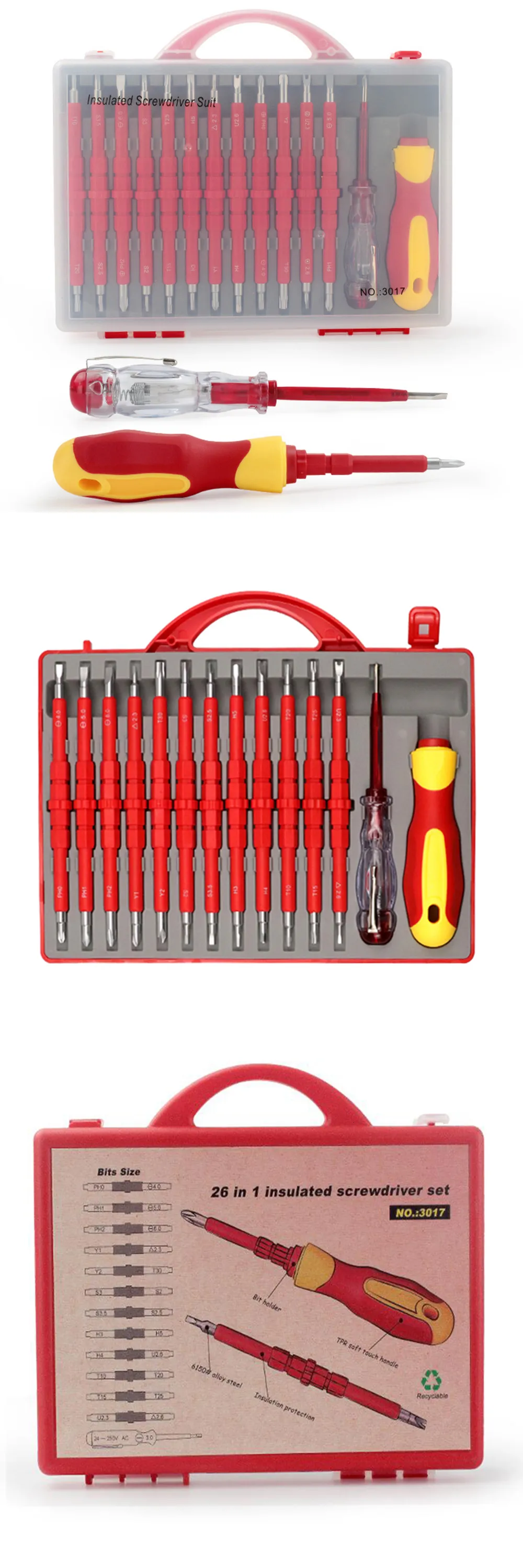 Insulated Electrical Screwdriver Set 10-High Carbon Steel Slotted 1.0mm ...