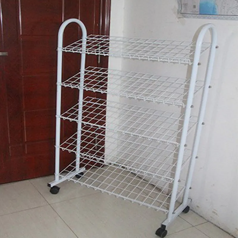 5-Tier Rolling Shoe Rack - Diagonal Mesh Shelves, Mobile Storage ...