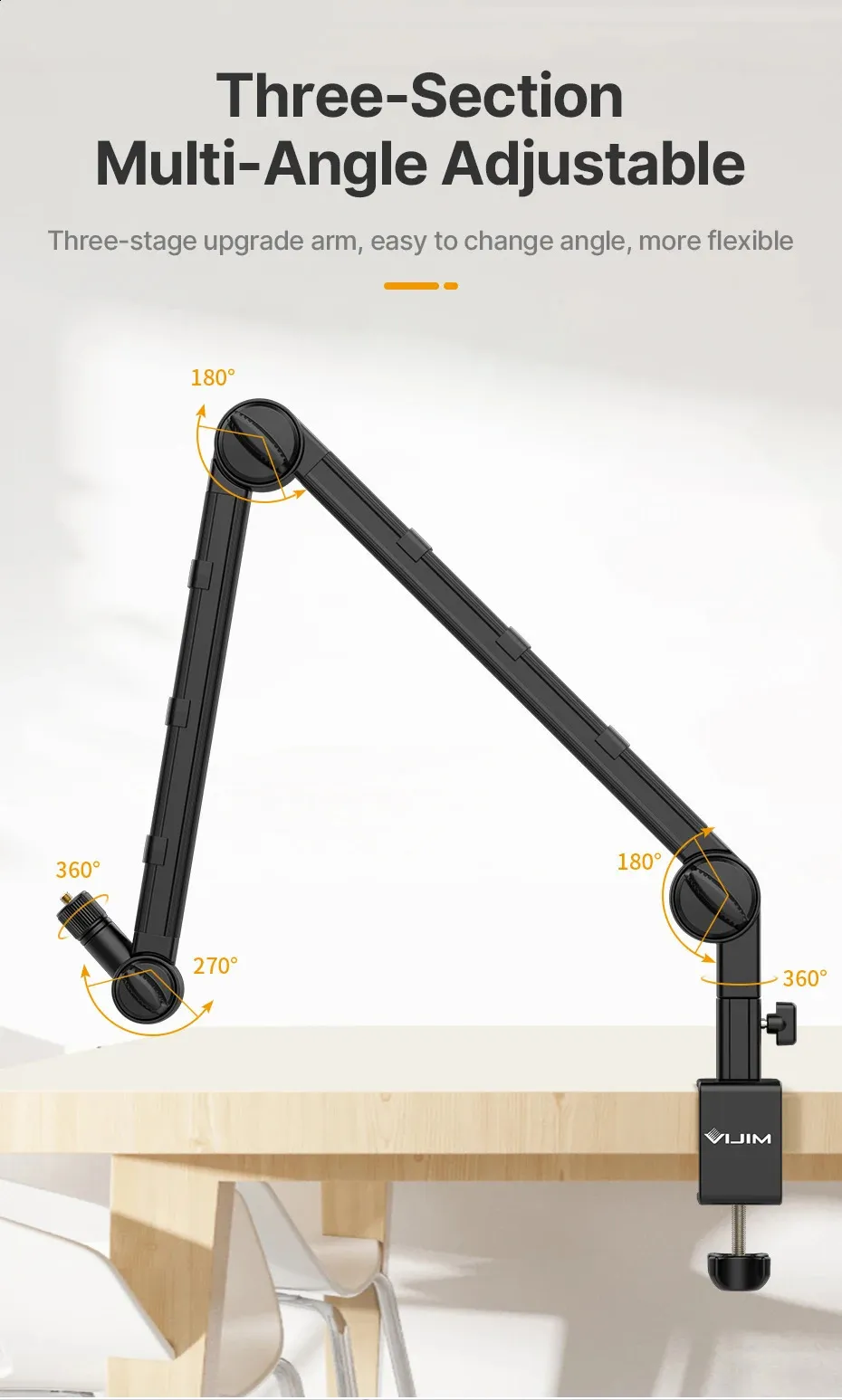 VIJIM LS25 C-Clamp Flexible black desk light Stand with Microphone ...