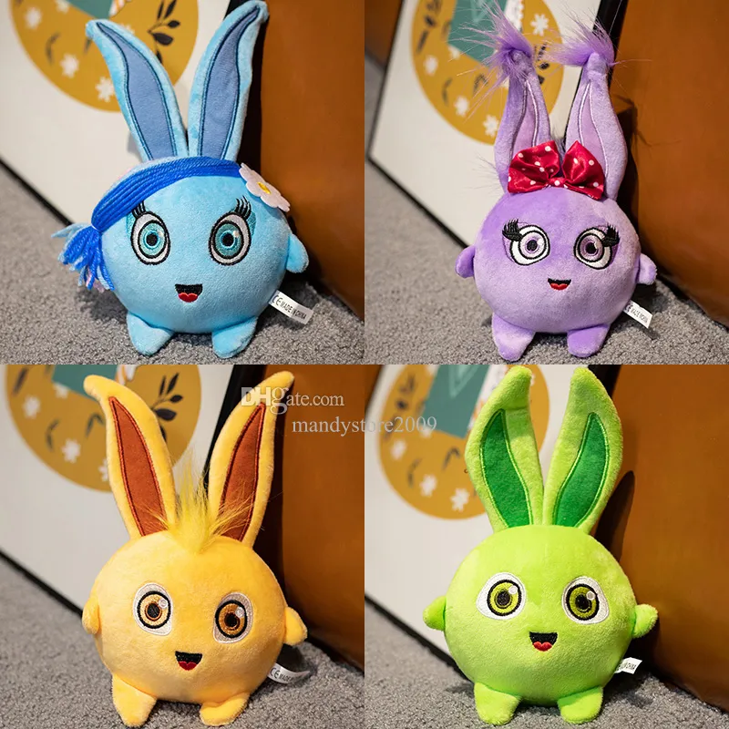 Happy Bunny Plushies Cute Easter Bunny Stuffed Animal In Pink, Blue ...