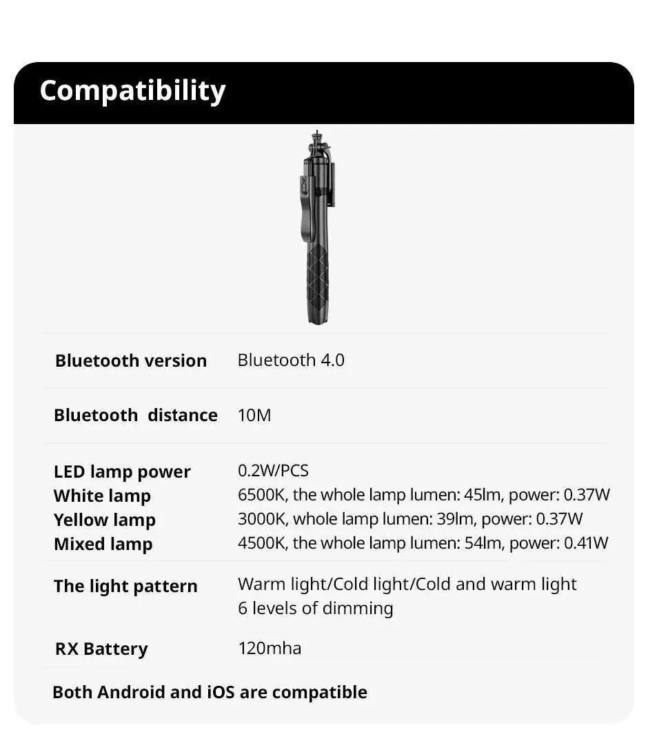 Selfie Monopods INRAM L16 Wireless Selfie Stick Trípode Soporte Monopod Plegable Para Cámaras De ...