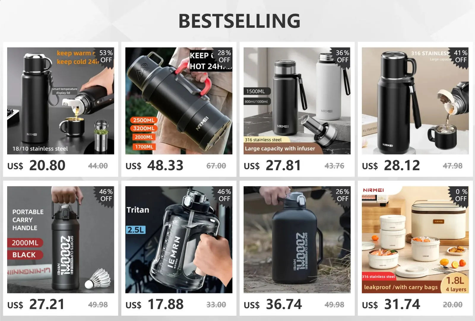 Mugs 2L Stainless Steel Thermos Bottle For Coffee Vacuum Thermal Water ...