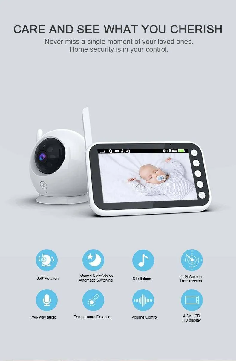 3 Wireless Video Baby Monitor: 360° View, Two-Way Audio & Motion ...