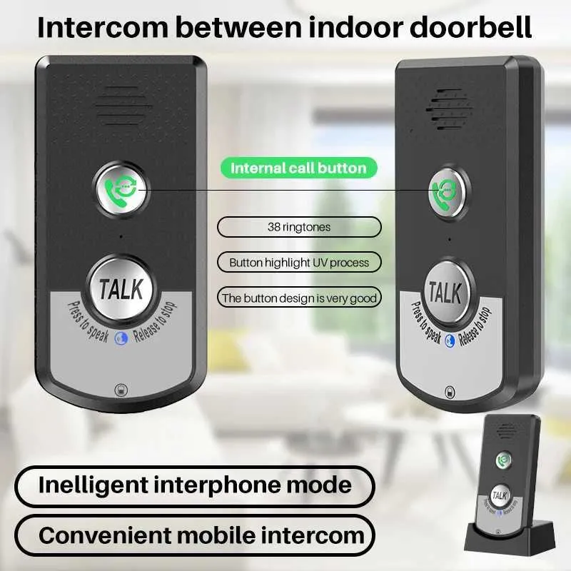 Waterproof Wireless Doorbell - Rechargeable Long Range Intercom Kit, UV ...