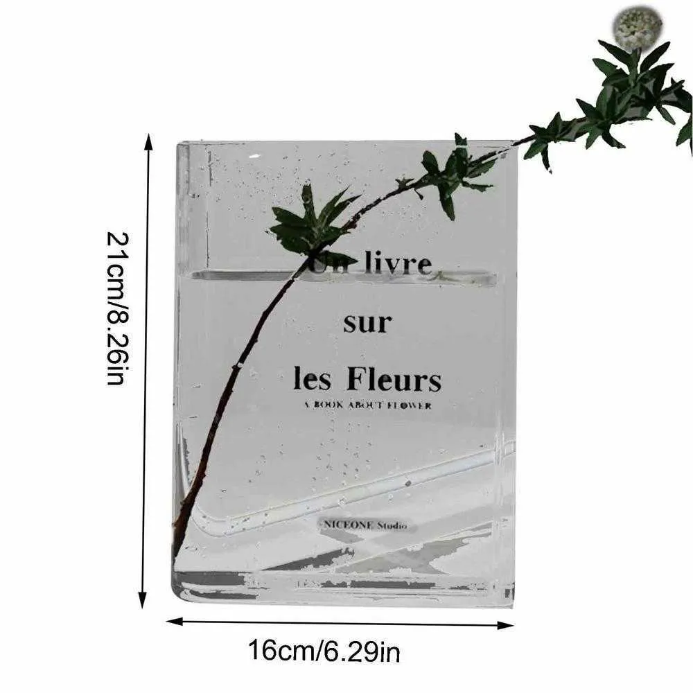 Book Vase - Clear Acrylic Flower Vase, Modern Bookcase Decoration ...