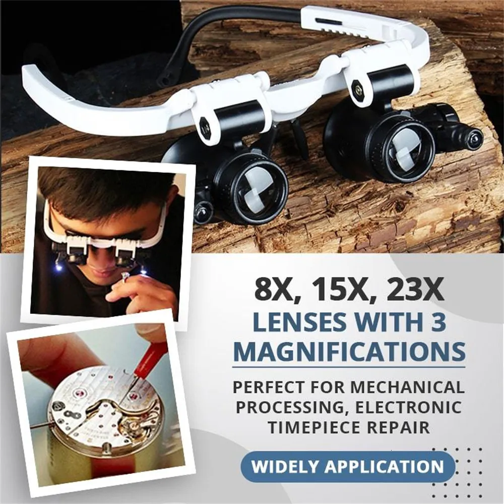 Precision LED Magnifying Glasses - 8x 15x 23x Head Mount Loupe for ...