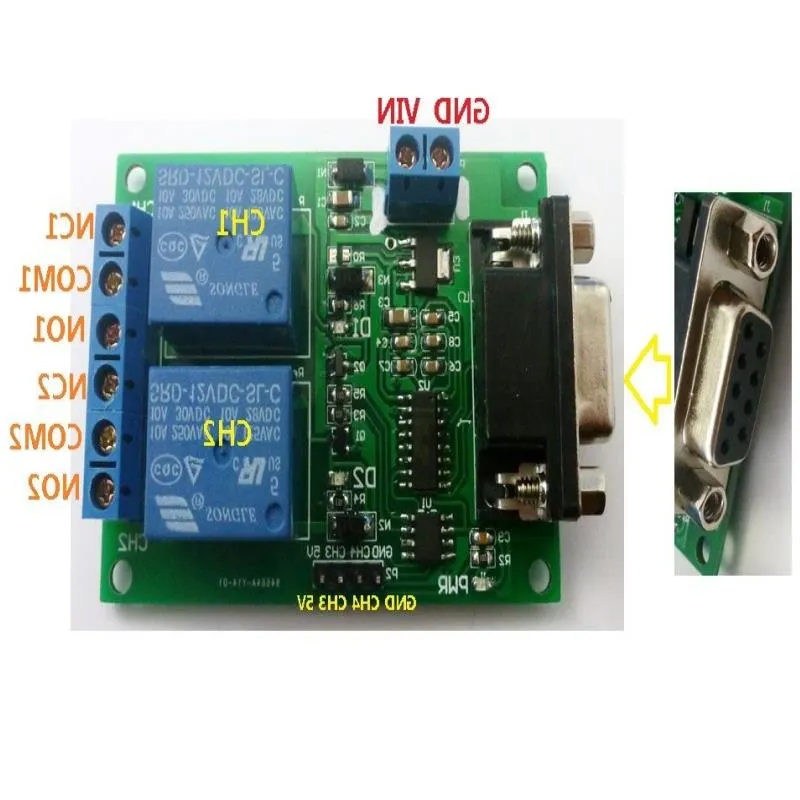 2-Channel Serial Relay Module: DC 12V PC Computer USB RS232 RS485 UART ...