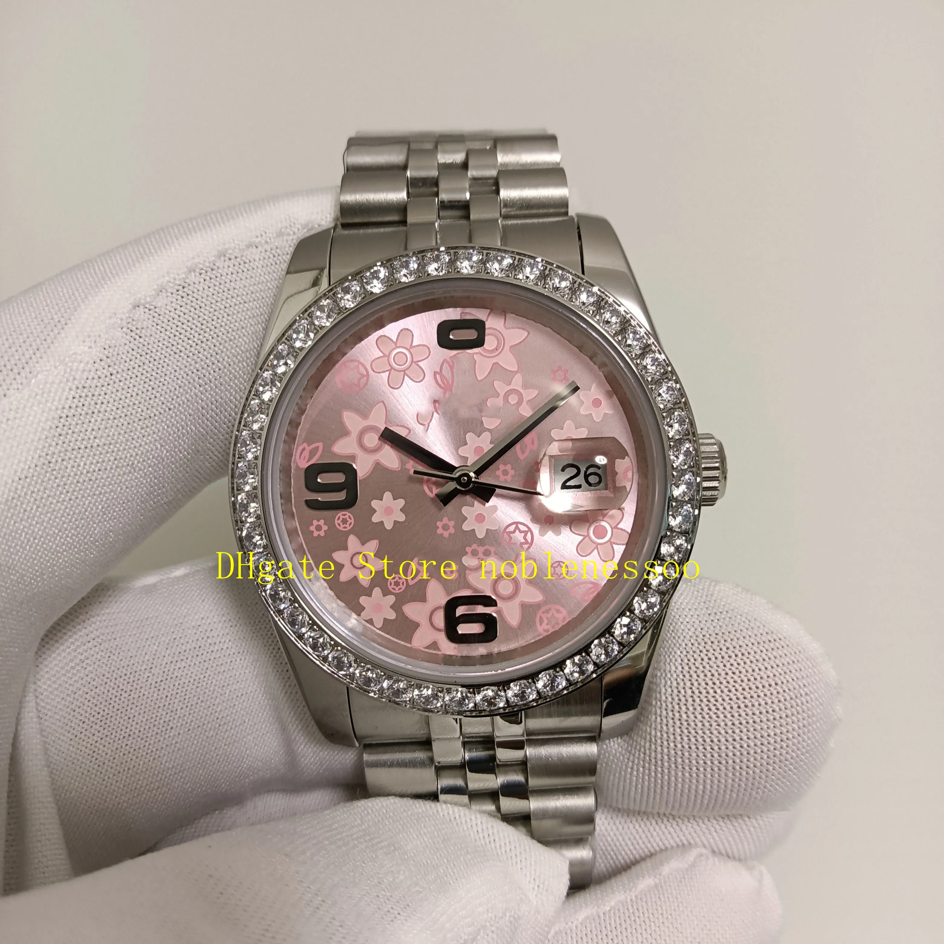 36mm Automatic Mechanical Watch For Women, Pink Dial, Stainless Steel ...