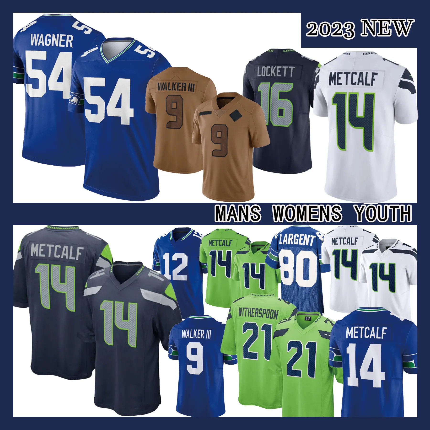 14 DK Metcalf 7 Geno Smith Jaxon Smith Njigba Camiseta De Fútbol Devon ...